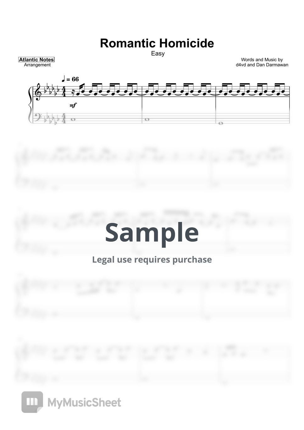 d4vd - Romantic Homicide Sheet Music by Atlantic Notes