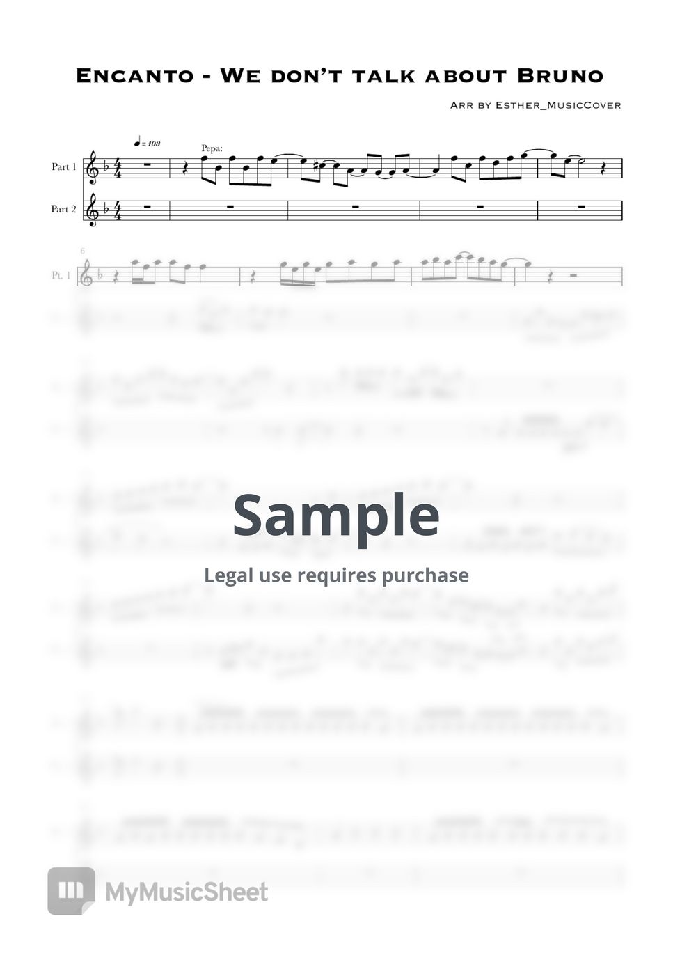 Encanto - We don’t talk about Bruno Sheets by Esther_MusicCover