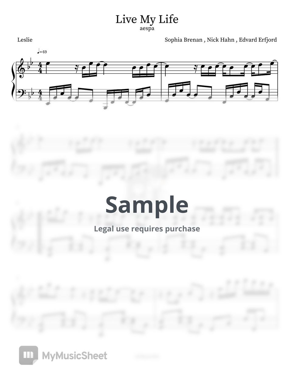 aespa(에스파) - Live My Life Piano Sheet Music PDF | chihyun416 | mymusic5