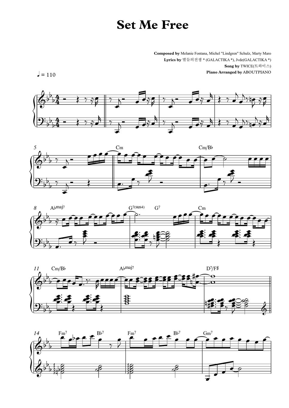 TWICE(트와이스) - Set Me Free Sheets by 247 Kpop Piano