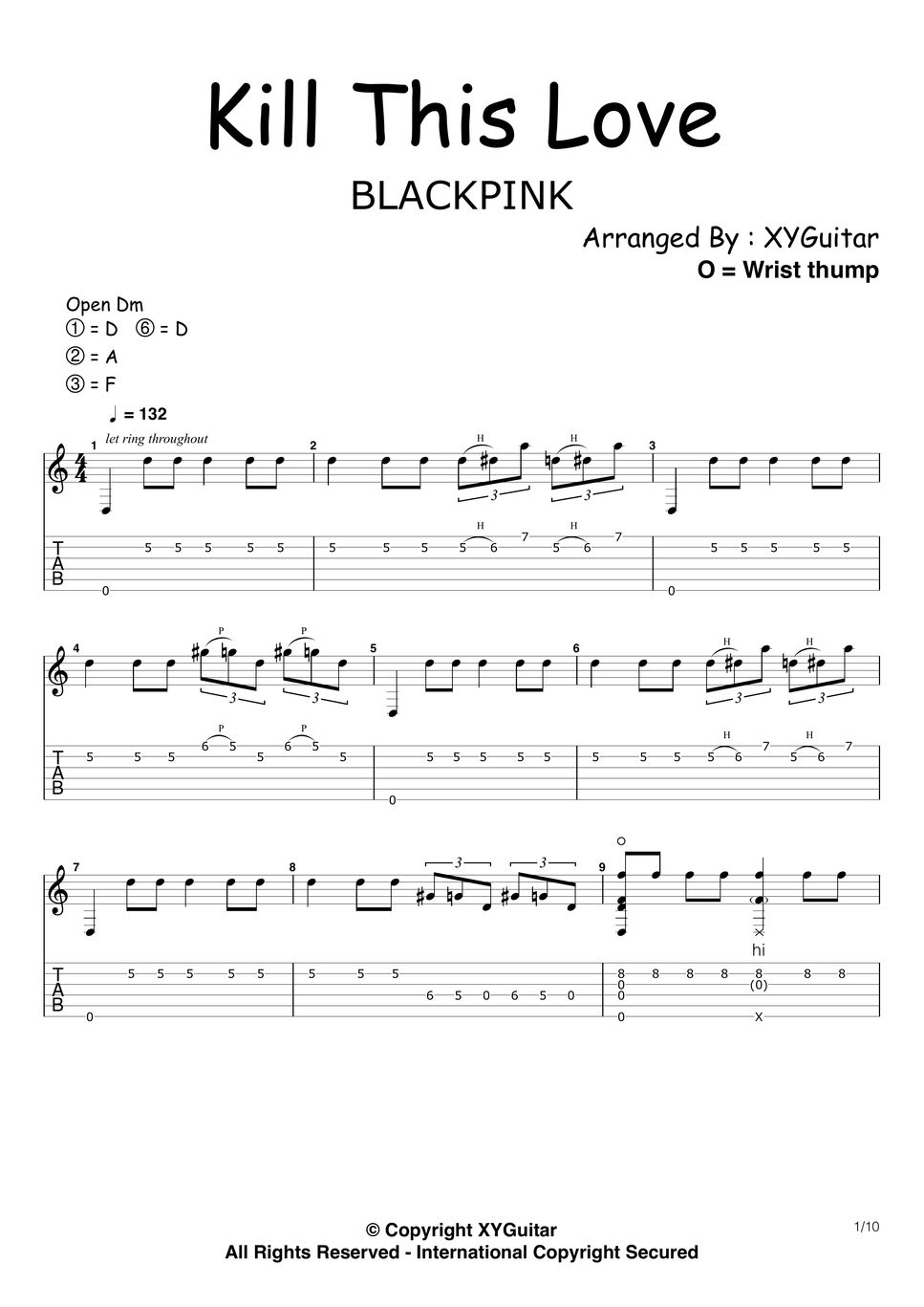 BLACKPINK - Kill This Love TAB by XYGuitar