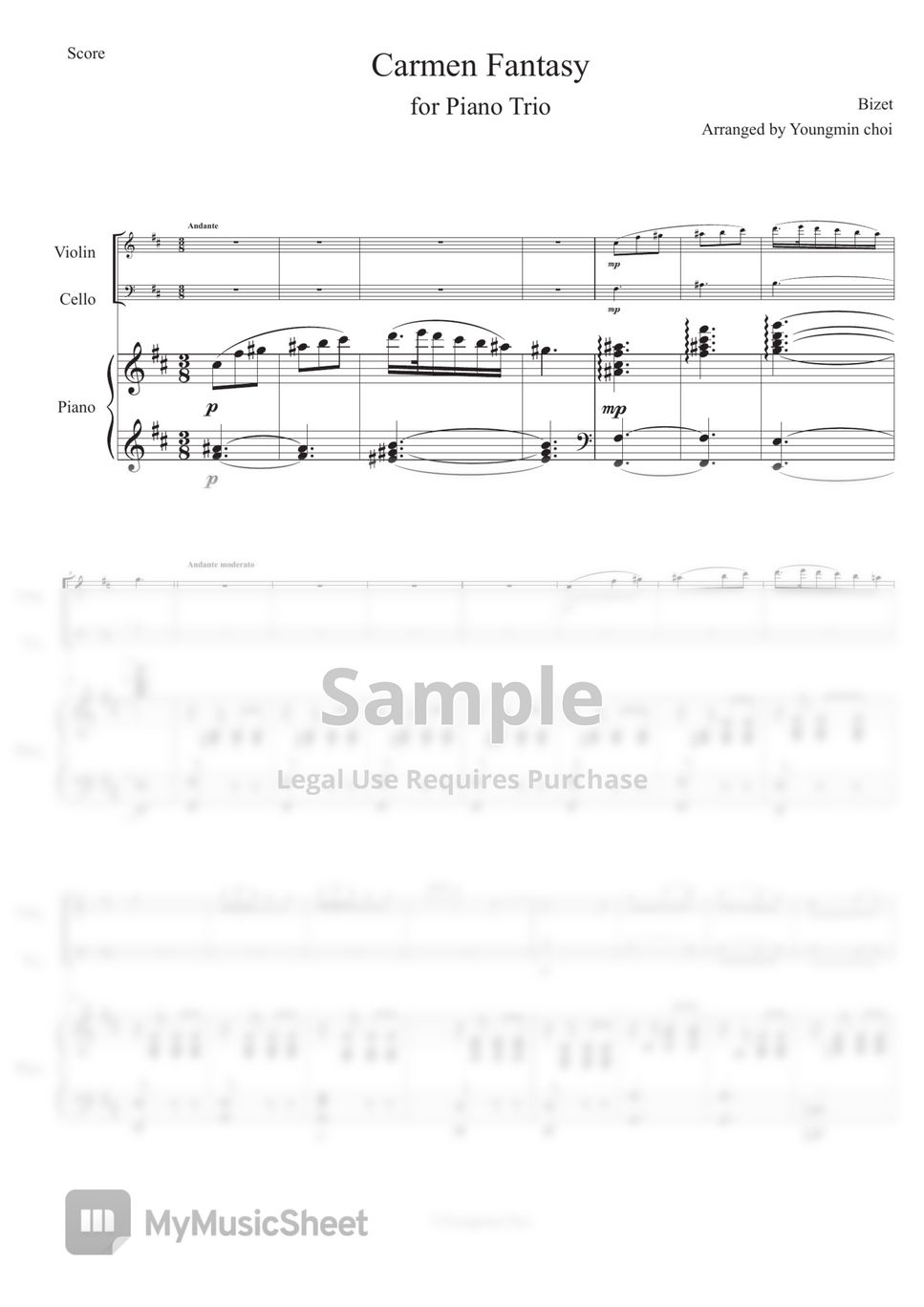 G.Bizet - Carmen Fantasy for Piano Trio (Violin/Cello/Piano) 악보 by ...