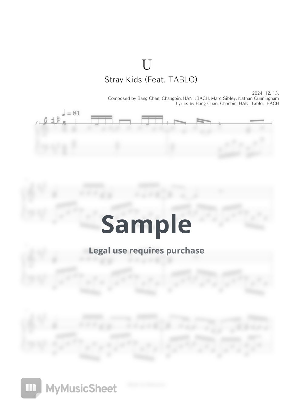 Stray Kids (Feat. TABLO) - U 악보 by Boknowa