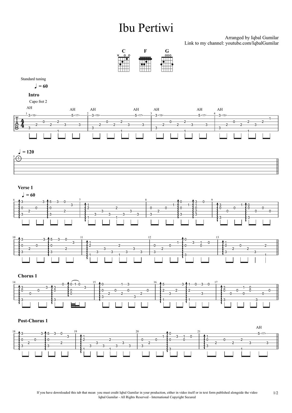 Ismail Marzuki - Ibu Pertiwi TAB by Iqbal Gumilar