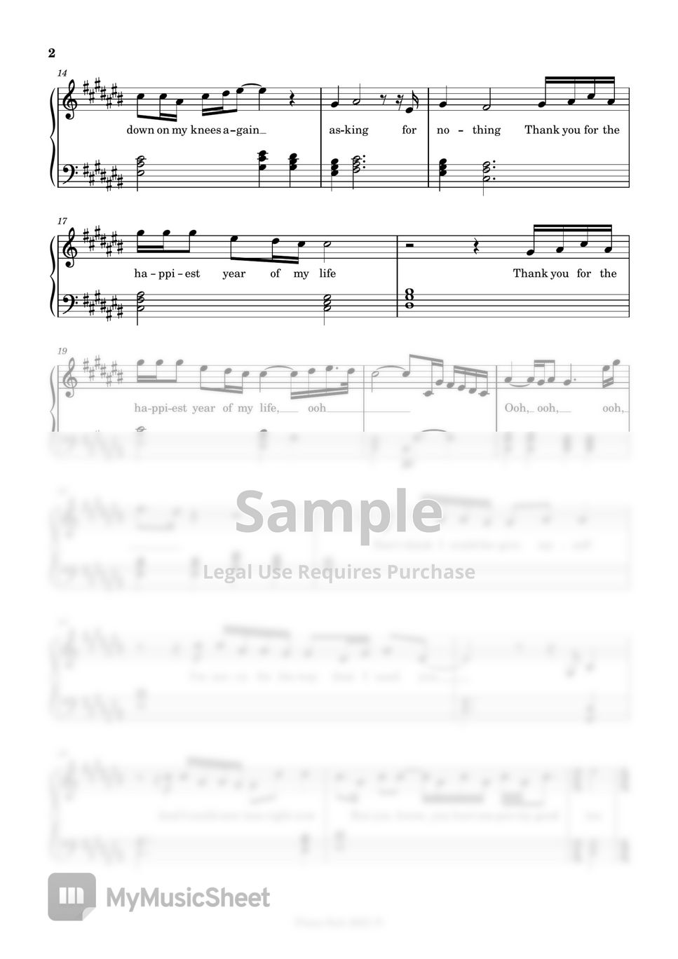 Jaymes Young - Happiest Year Sheet Music by Piano Suit
