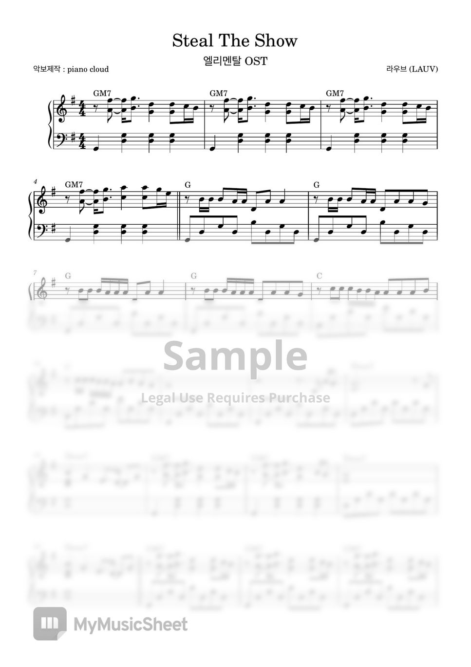 엘리멘탈OST, 라우브(LAUV) - Steal The Show (엘리멘탈ost) (Elemental OST) Sheet ...