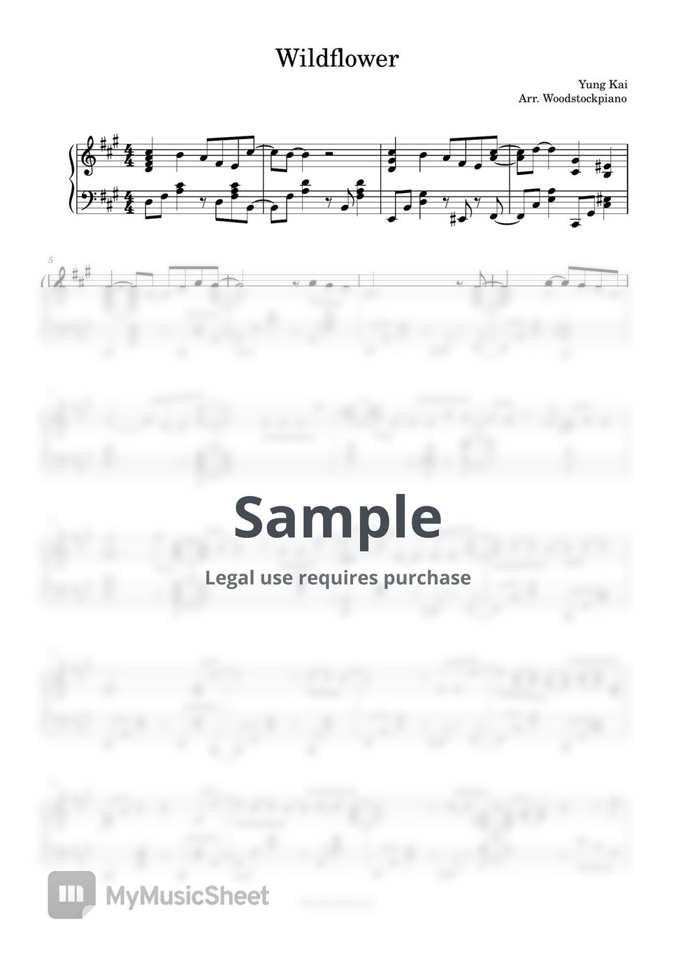 Yung Kai - Wildflower Sheet Music by Woodstockpiano