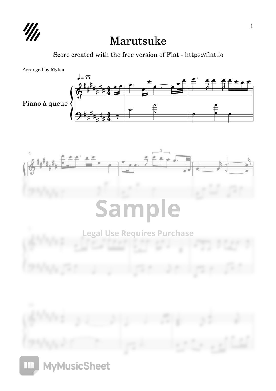 Mytsu - Marutsuke (Piano Song) Sheets by Xiaoyu