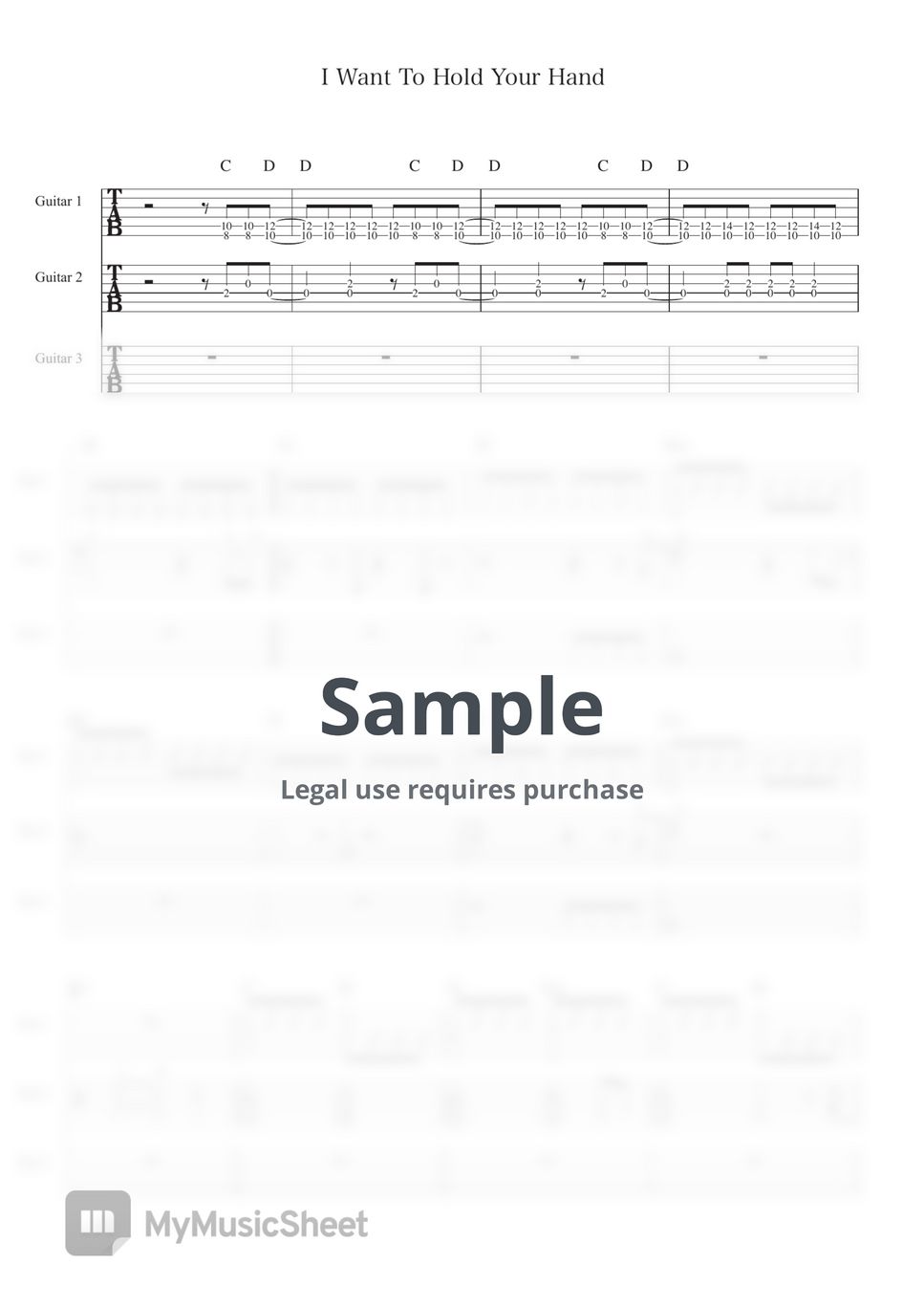 The Beatles I Want To Hold Your Hand Guitar X3 Sheets By Ryohei