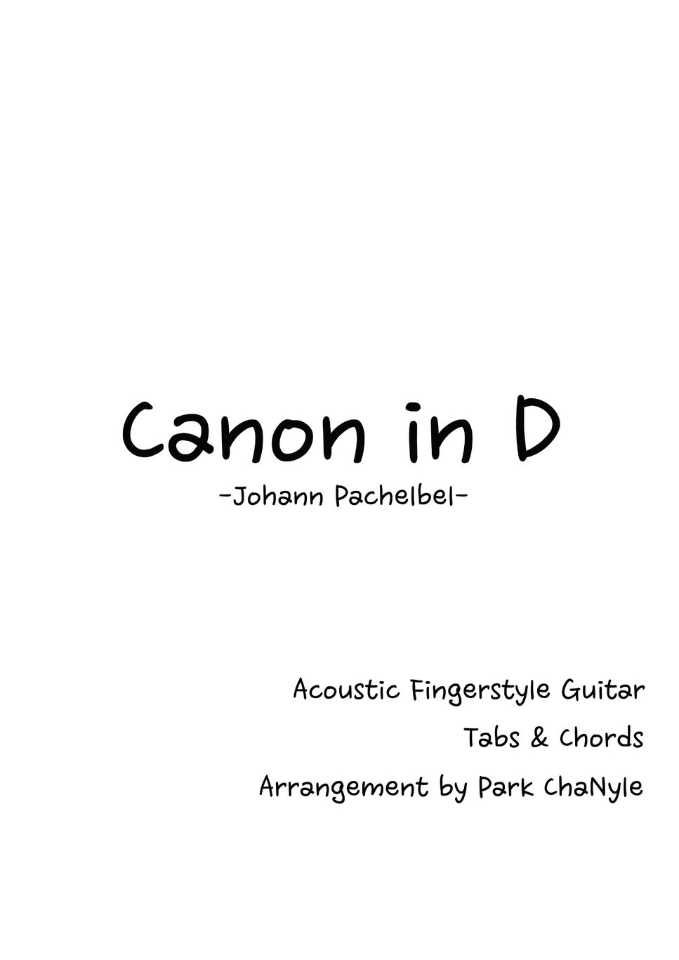 Johann Pachelbel - Canon in D (Fingerstyle Guitar) Tab + 1staff by Park ...