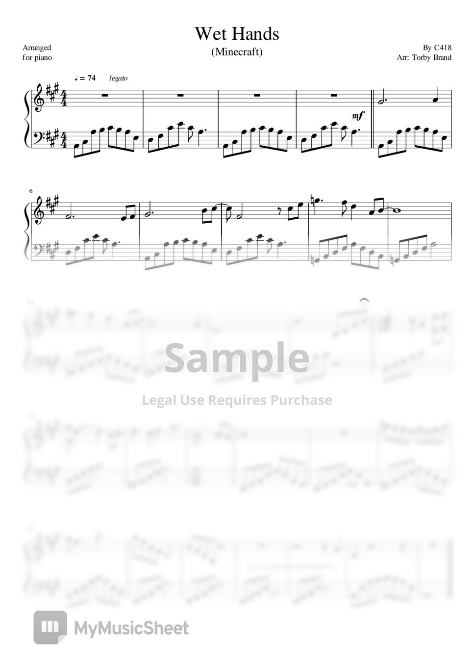 Minecraft - Wet Hands Sheet Music by Torby Brand