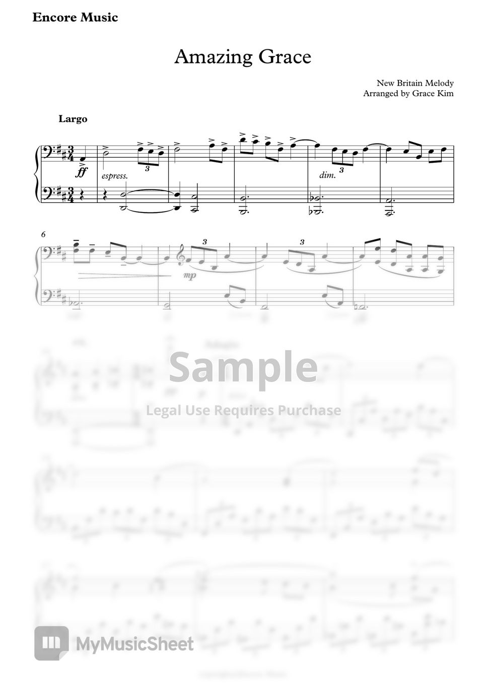 Hymn - Fantasy on Amazing Grace (Piano) Sheet Music by Grace Kim