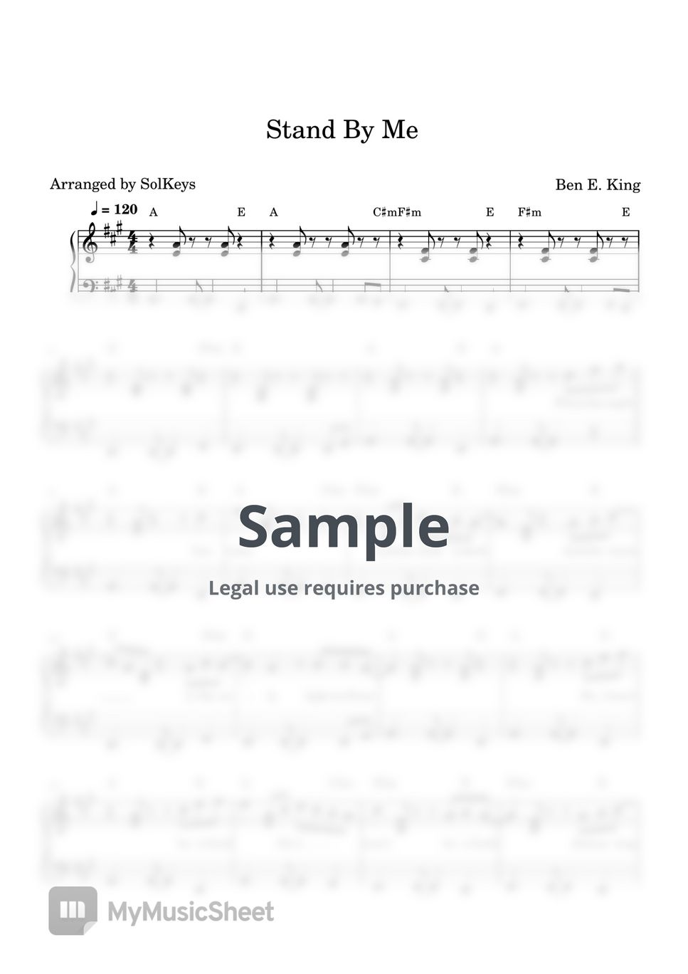 Ben E. King - Stand By Me Notenblatt by SolKeys