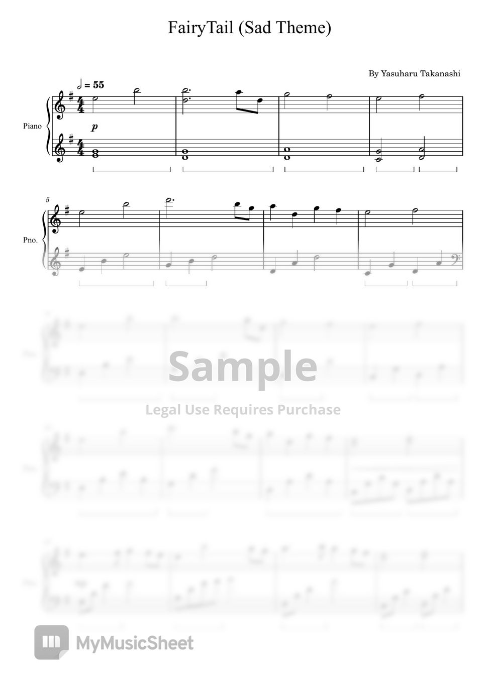 Yasuharu Takanashi - Fairy Tail (妖精的尾巴-Fairy Tail(Sad Theme)-For Piano ...