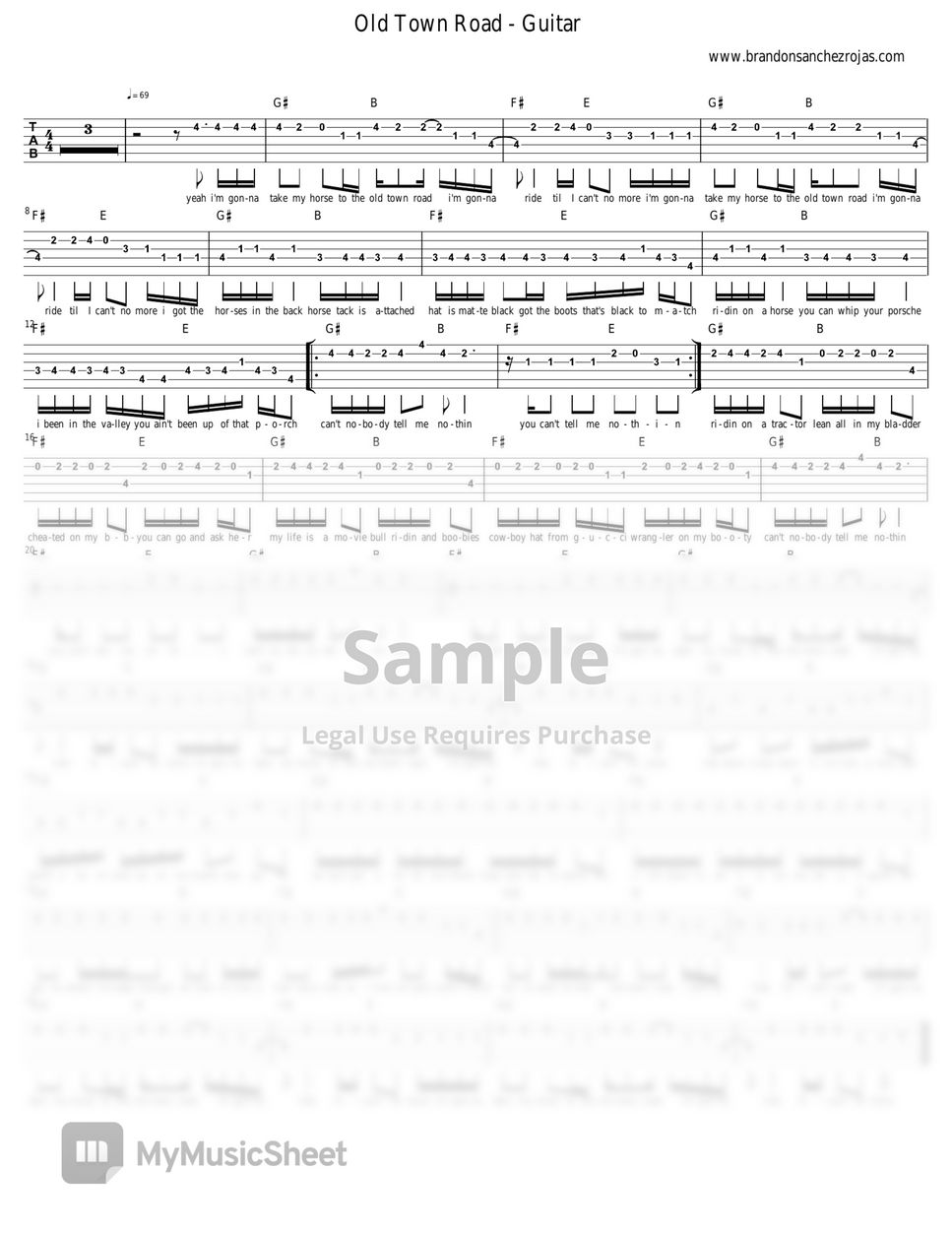 Old Town Road Guitar Tabs Tab