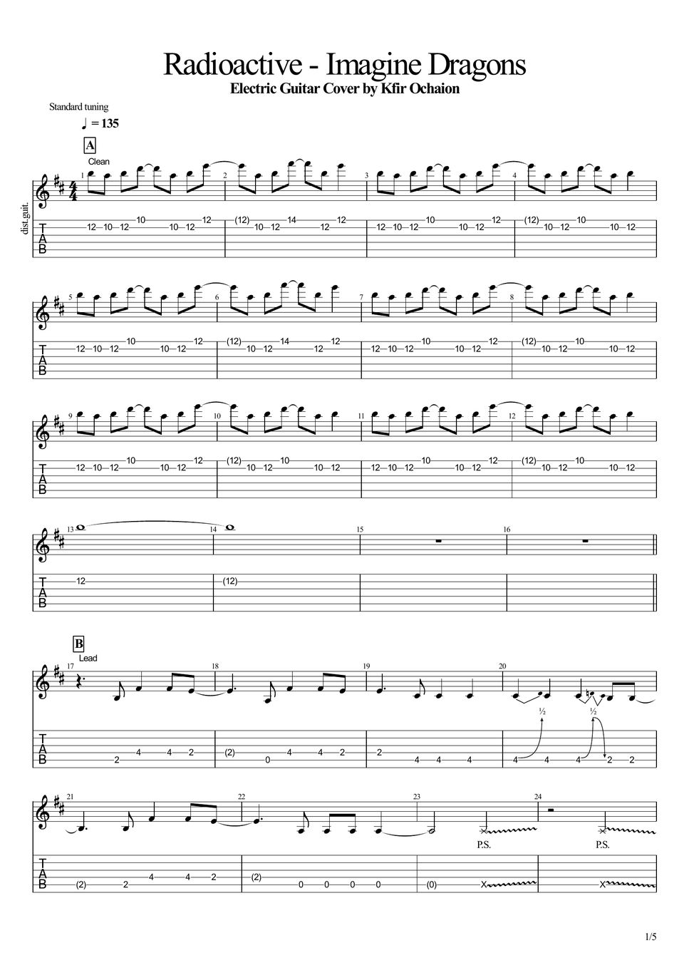 Imagine Dragons - Radioactive TAB by Kfir Ochaion