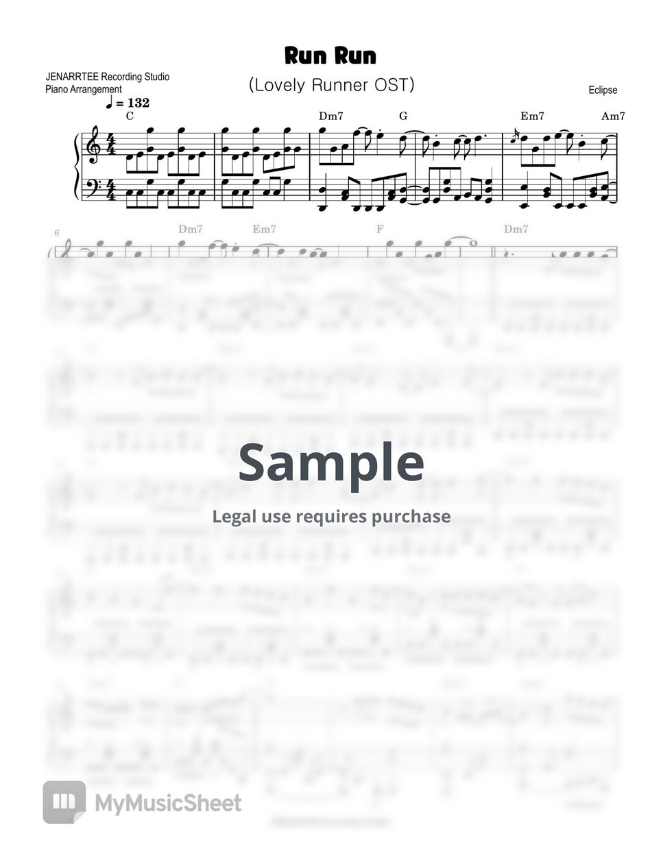 Eclipse - Run Run (Lovely Runner OST) Sheet Music by JENARRTEE ...