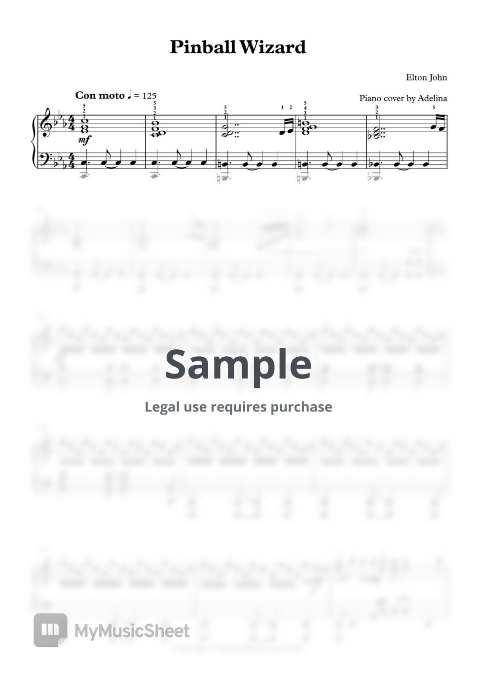 Elton John - Pinball Wizard Sheet Music by Adelina Piano