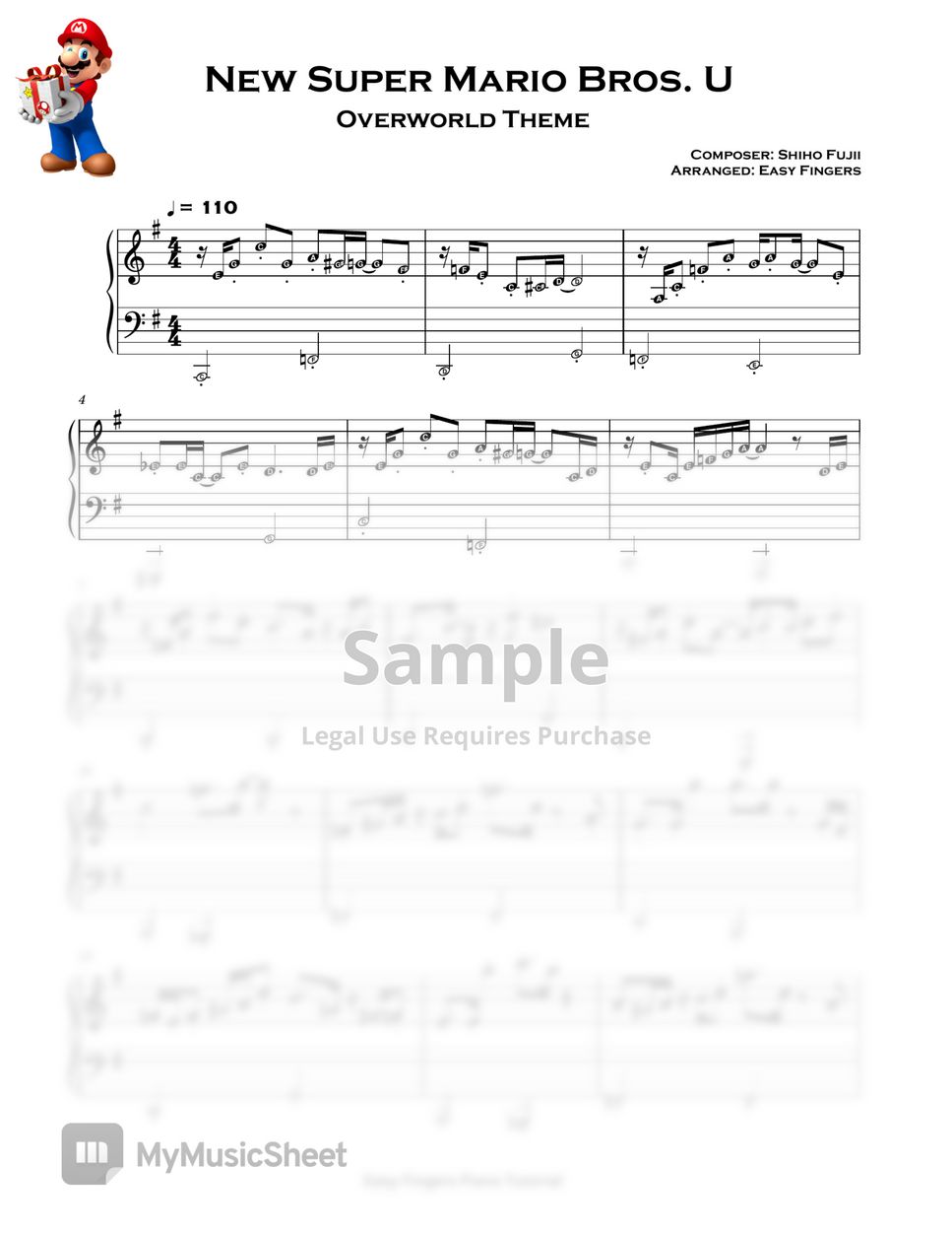 Shiho Fujii - Overworld Theme - New Super Mario Bros. U Sheet Music by ...