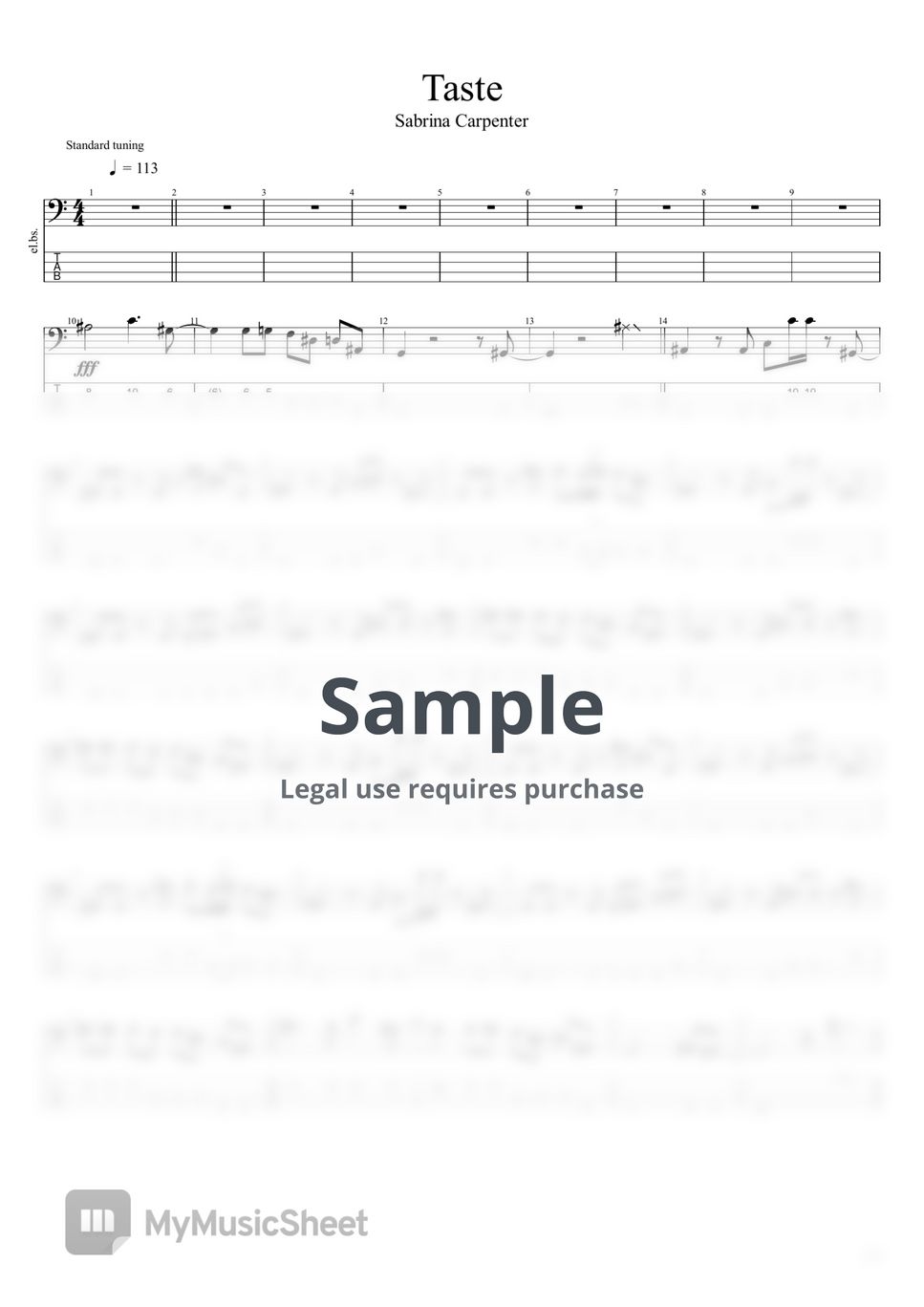 Sabrina Carpenter - Taste Tab + 1staff by Bassblur