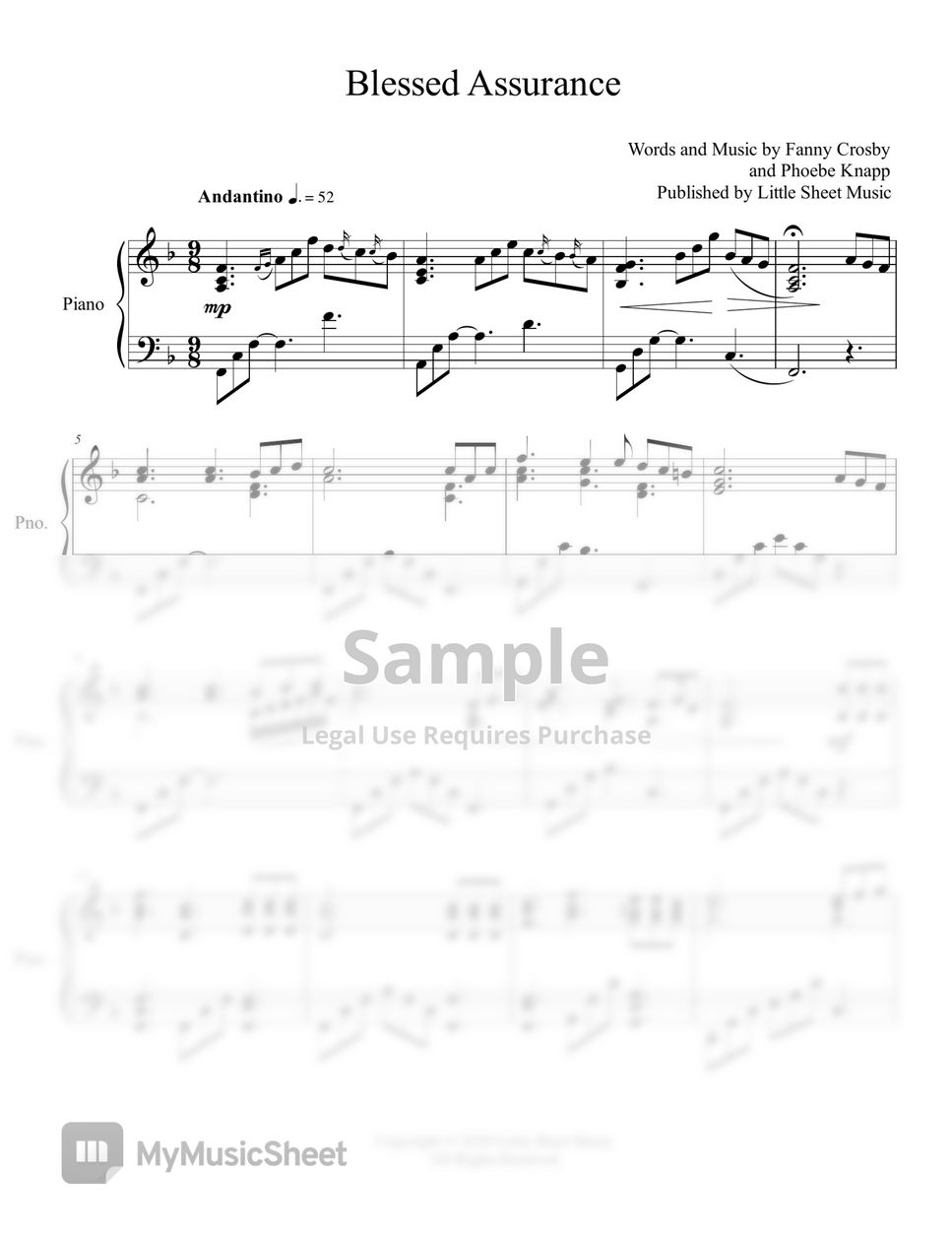 Phoebe Knapp - Blessed Assurance Sheet Music by Genti Guxholli