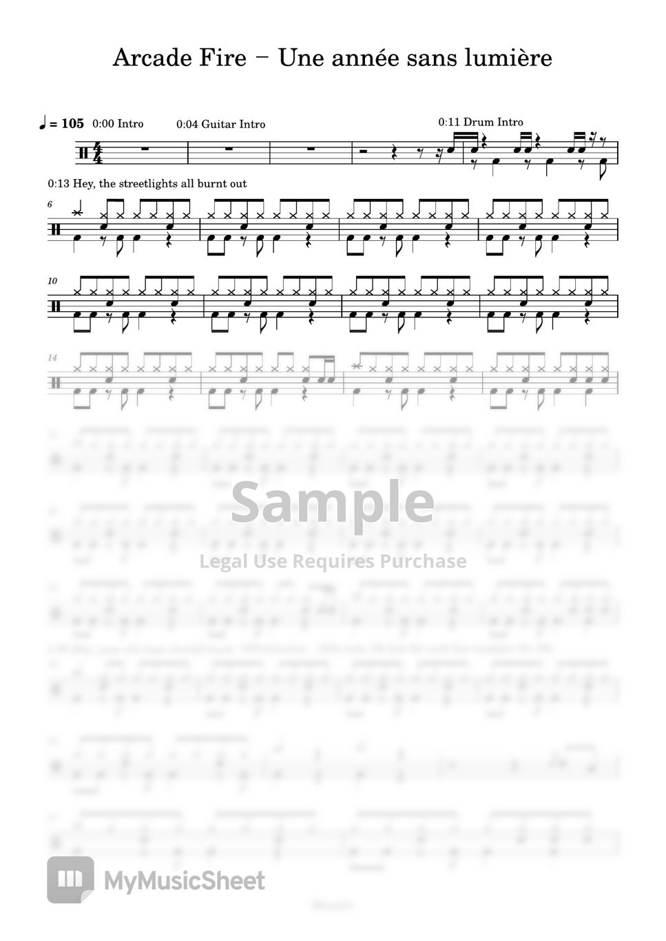 Arcade Fire - Une année sans lumière Partitur by Minusite ...