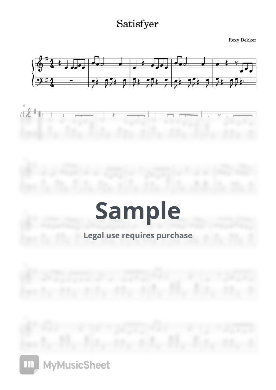 Roxy Dekker - Satisfyer Sheet Music by All in piano