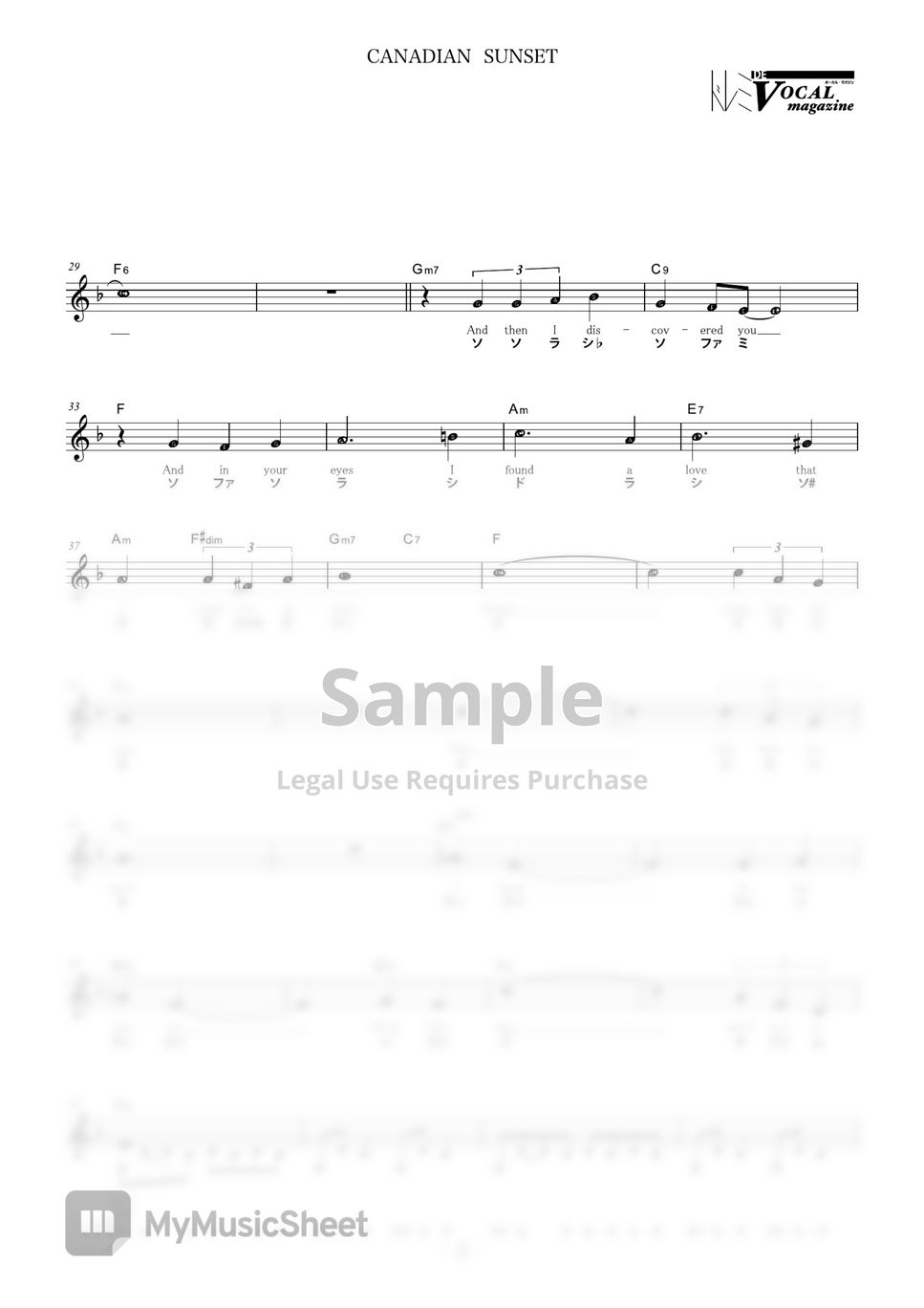 DEAN MARTIN - DOREMI DE CANADIAN SUNSET (VOCAL MAGAZINE) Sheets by Far ...