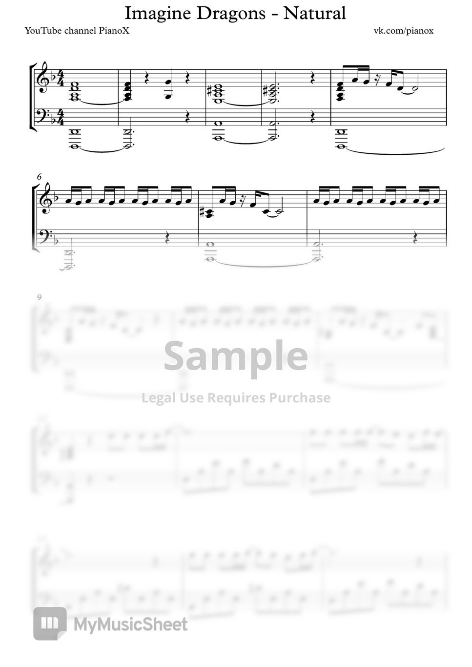 Imagine Dragons - Natural Sheets by PianoX