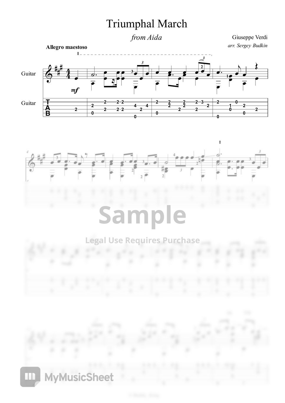 Verdi - Aida - Triumphal March Sheet Music by Buddy_King