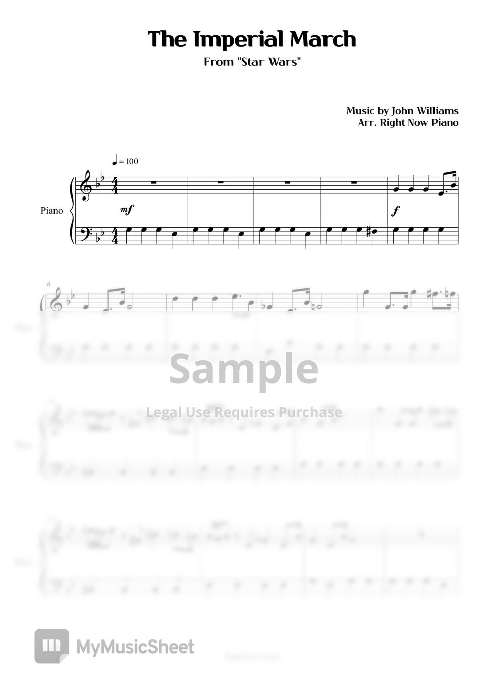 Star Wars - The Imperial March Bladmuziek by Right Now Piano