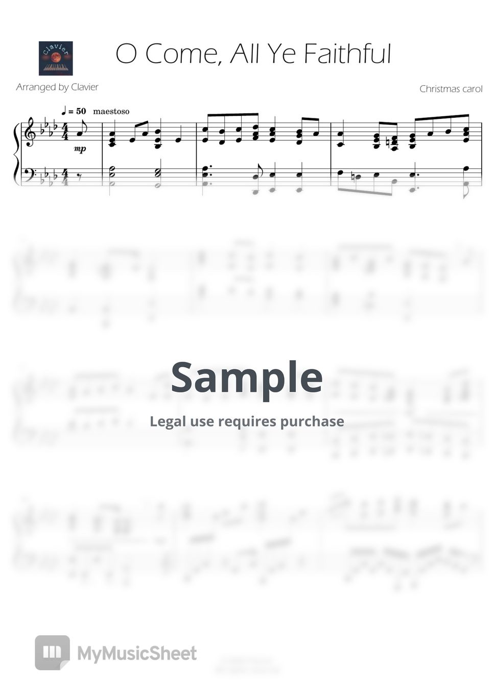 O Come, All Ye Faithful Sheet Music by Clavier