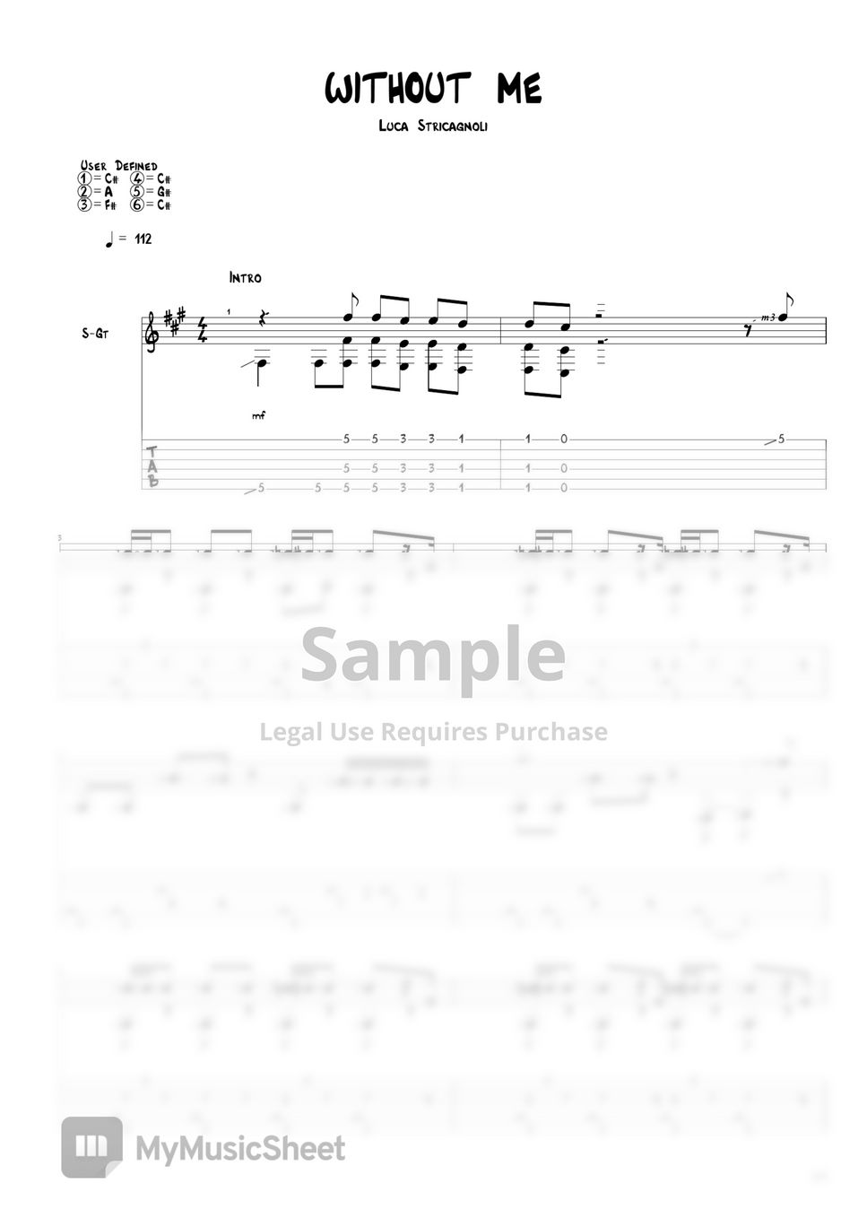 Luca Stricagnoli - Without me Sheets by 「Agape Guitar」