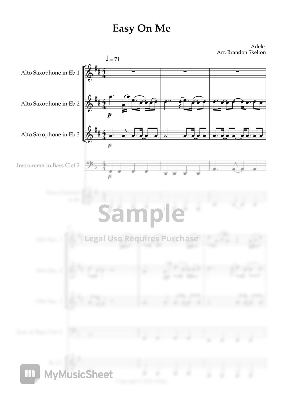 Adele - Easy On Me (Full Score) Sheets by Brandon Skelton