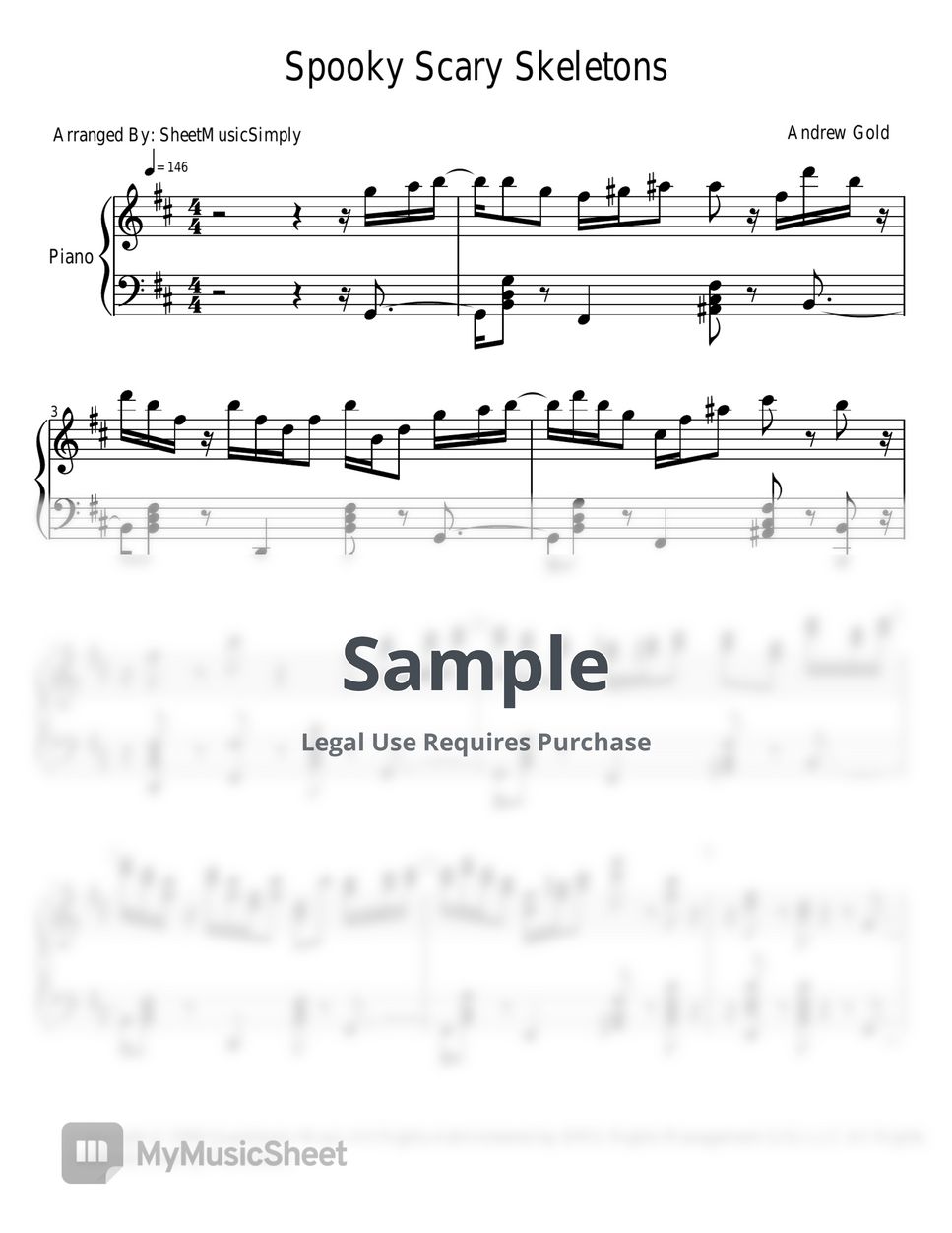 Andrew Gold - Spooky Scary Skeletons Piano Sheet Music PDF ...