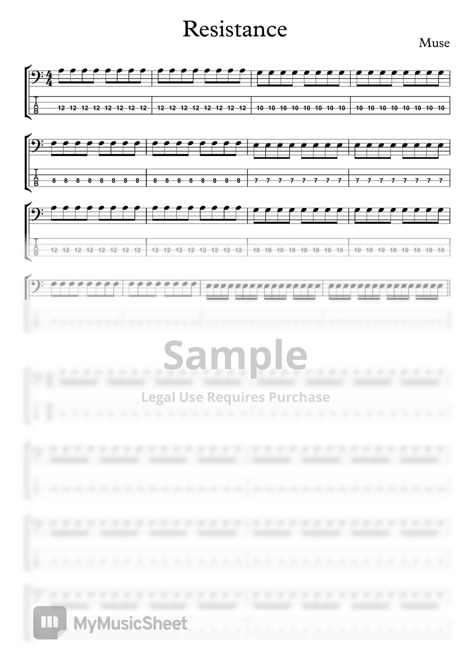 Muse - Resistance 악보 by BassTabsWorld