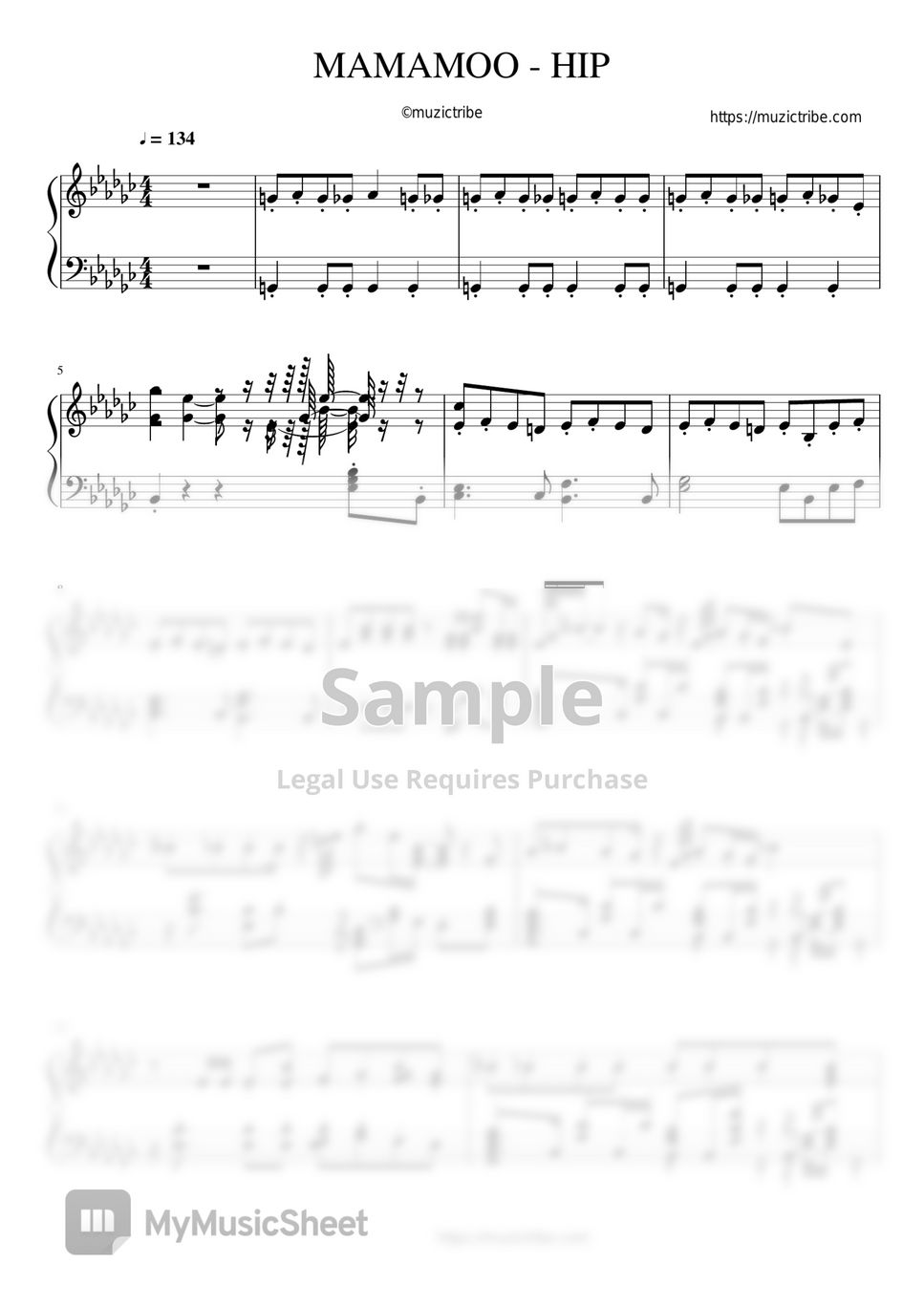 MAMAMOO (마마무) - HIP - Piano Sheet + MP3 Sheet Music