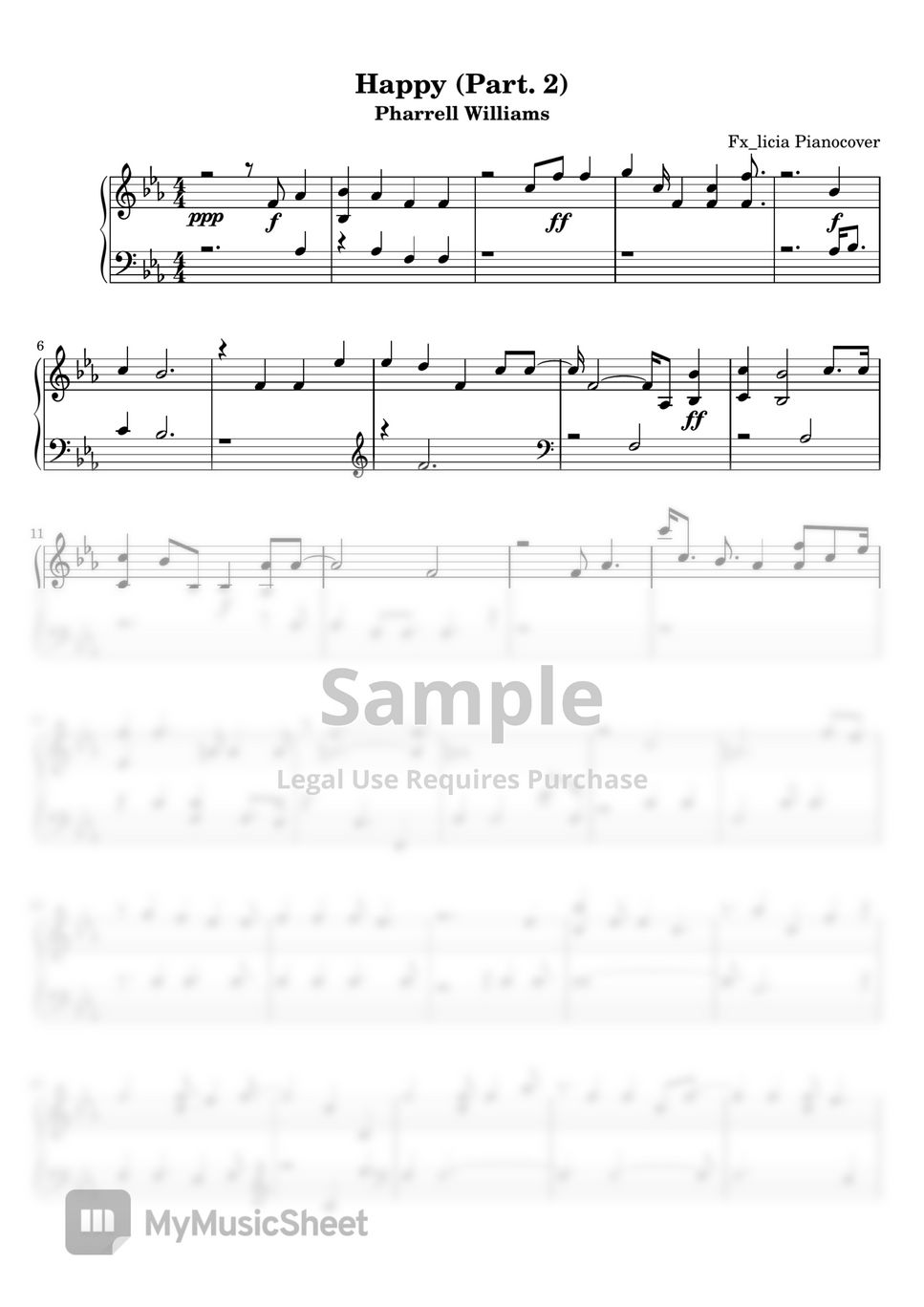 Pharrell Williams - HAPPY Sheets by Fx_licia Pianocover