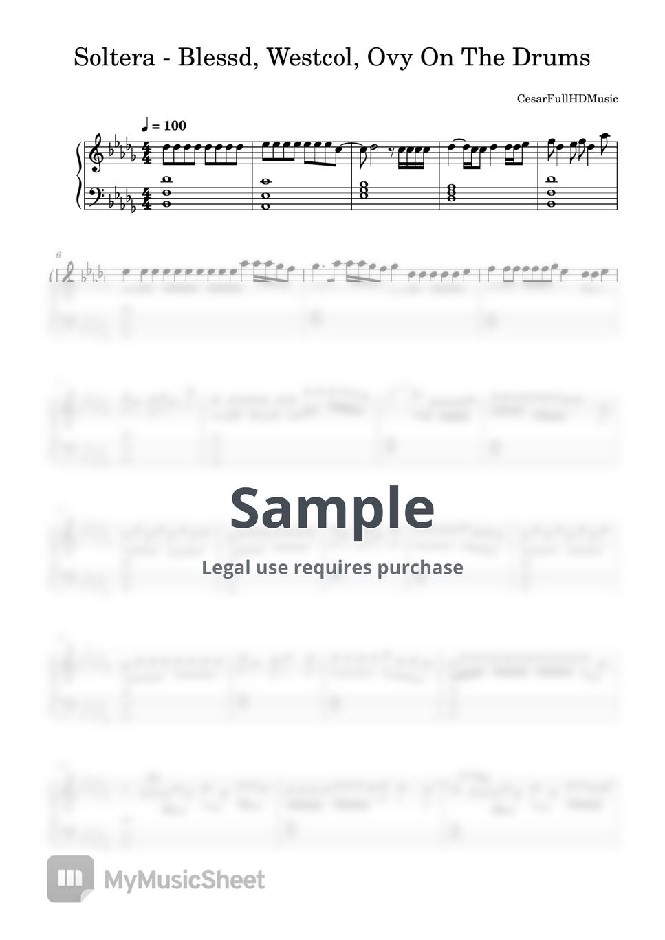 Blessd, Westcol, Ovy On The Drums - Soltera Sheets