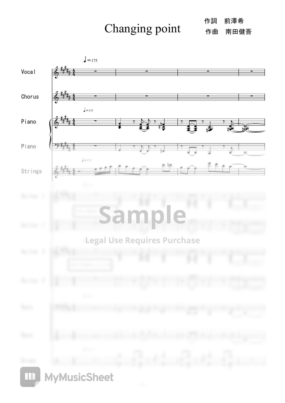 i☆Ris - Changing point (バンドスコア) 六线谱+单谱 by 二次元楽譜製作所