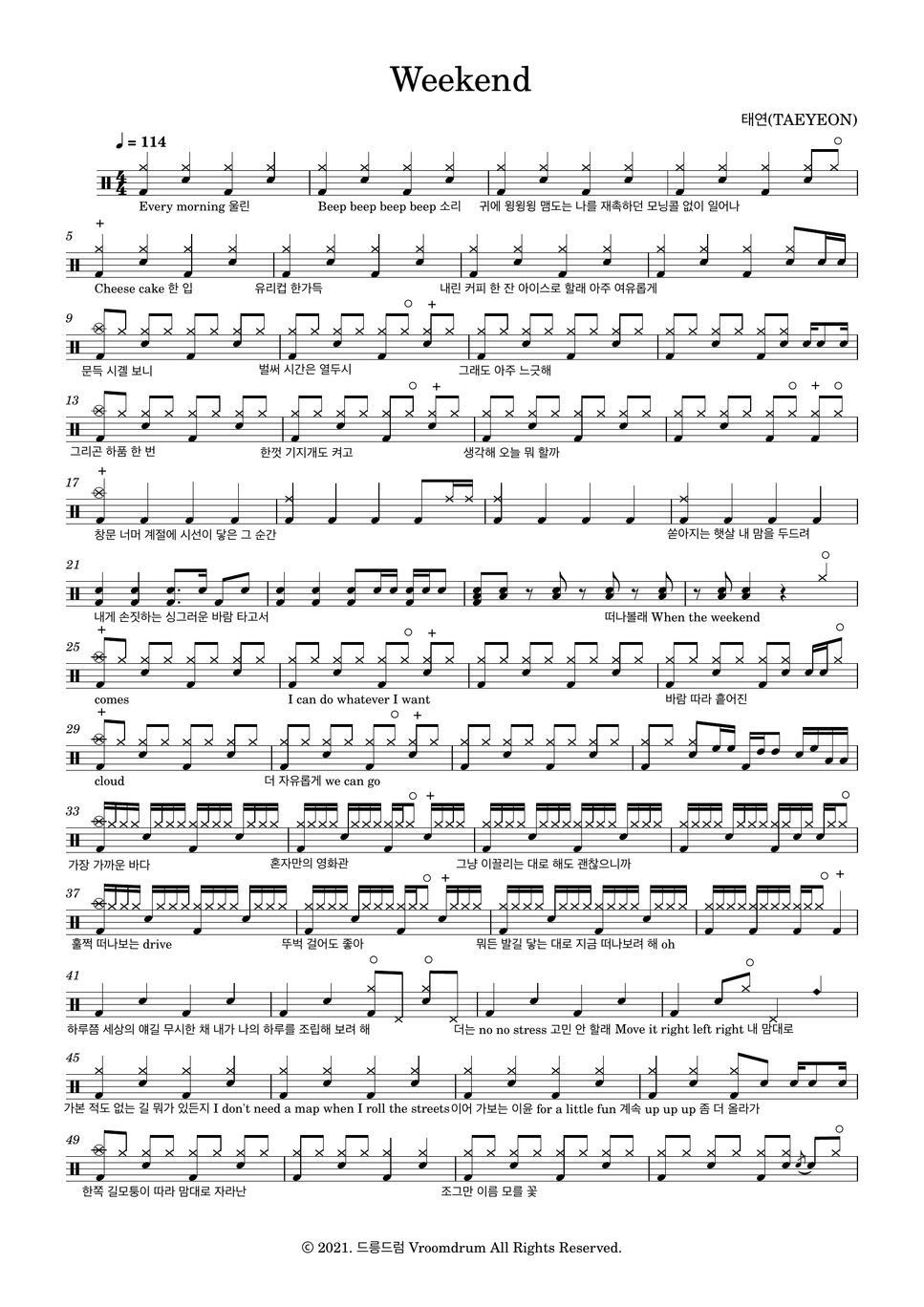 TAEYEON - WEEKEND Sheet by Vroomdrum