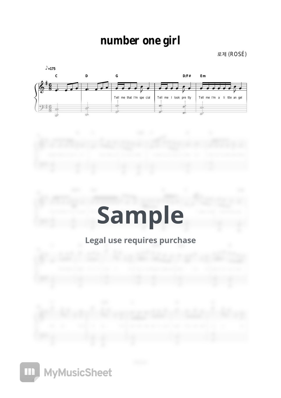 로제 (ROSÉ) - number one girl (Easy ver.) Sheets by Dopiano