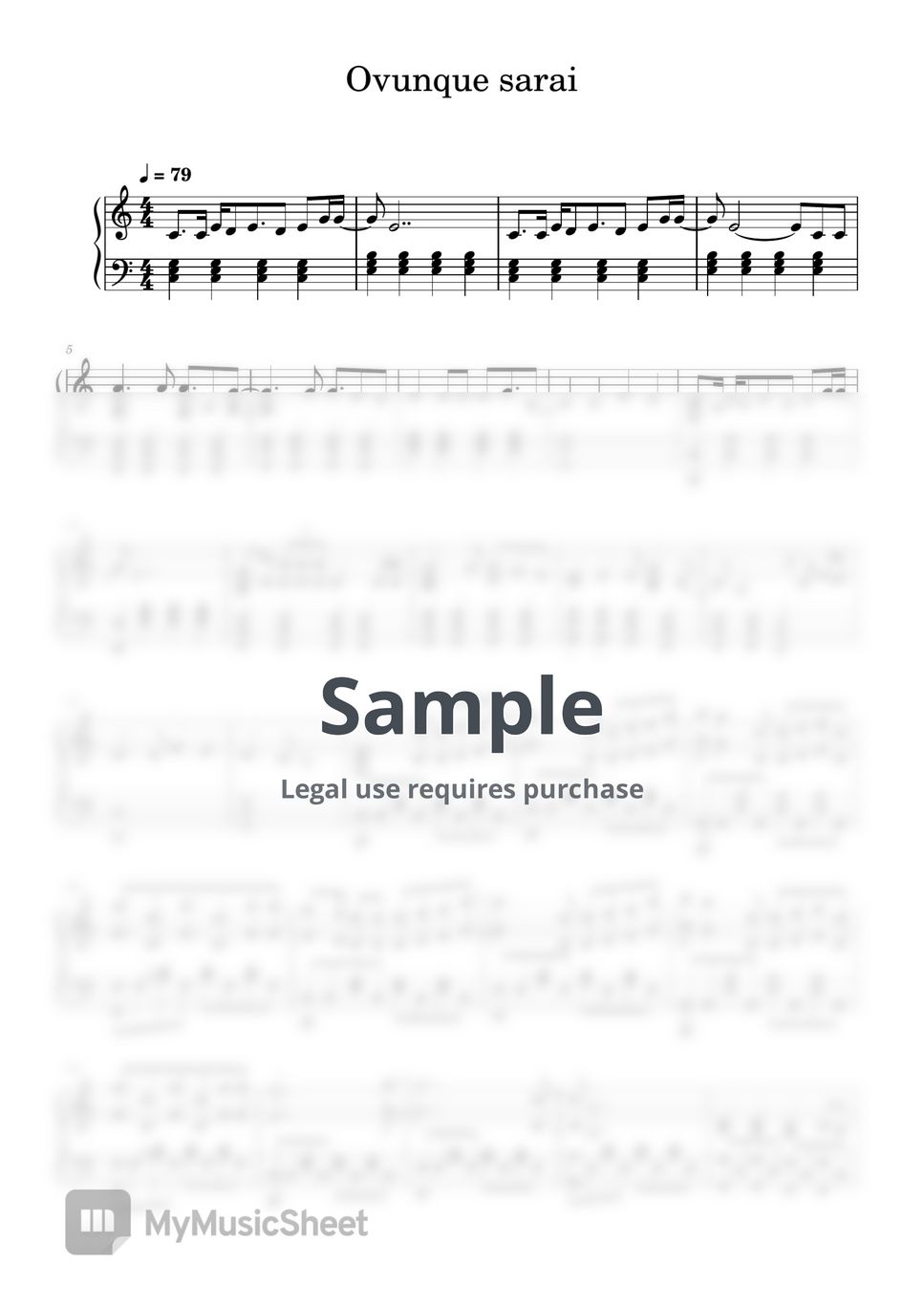 Irama - Ovunque sarai (C Major, 79 BPM) Sheets by Alberto Rinaldi Piano ...