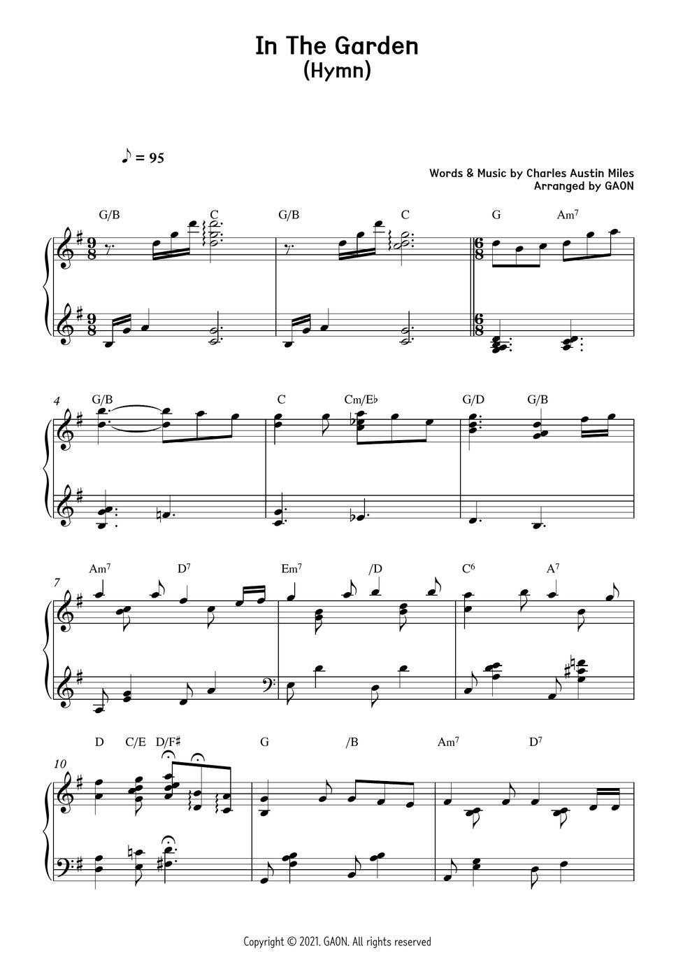 Charles Austin Miles - In The Garden (Hymn) Sheet by GAON
