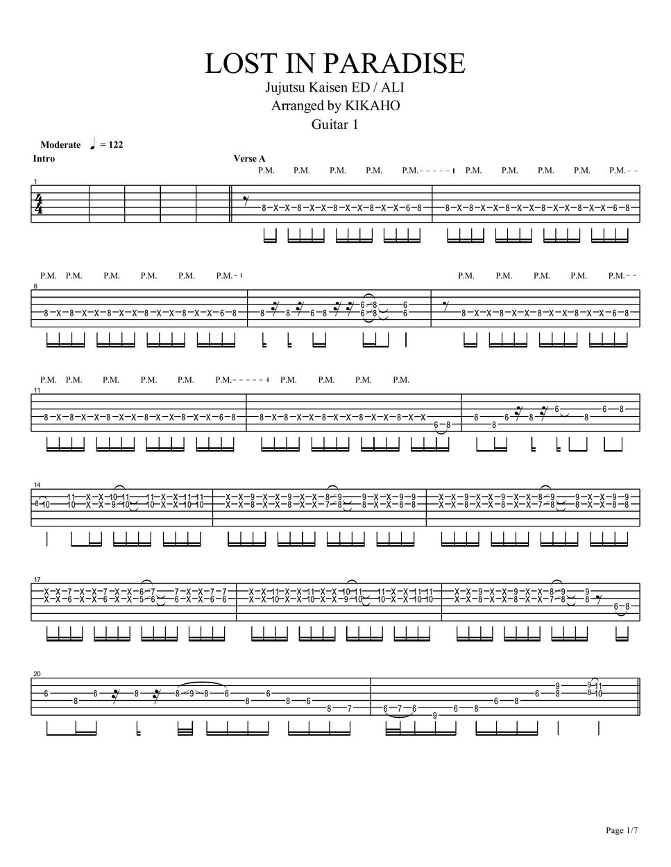 Jujutsu Kaisen - LOST IN PARADISE Partitura by ALI ft. AKLO