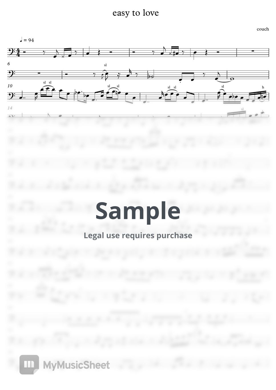 couch - easy to love Sheet Music by bassc