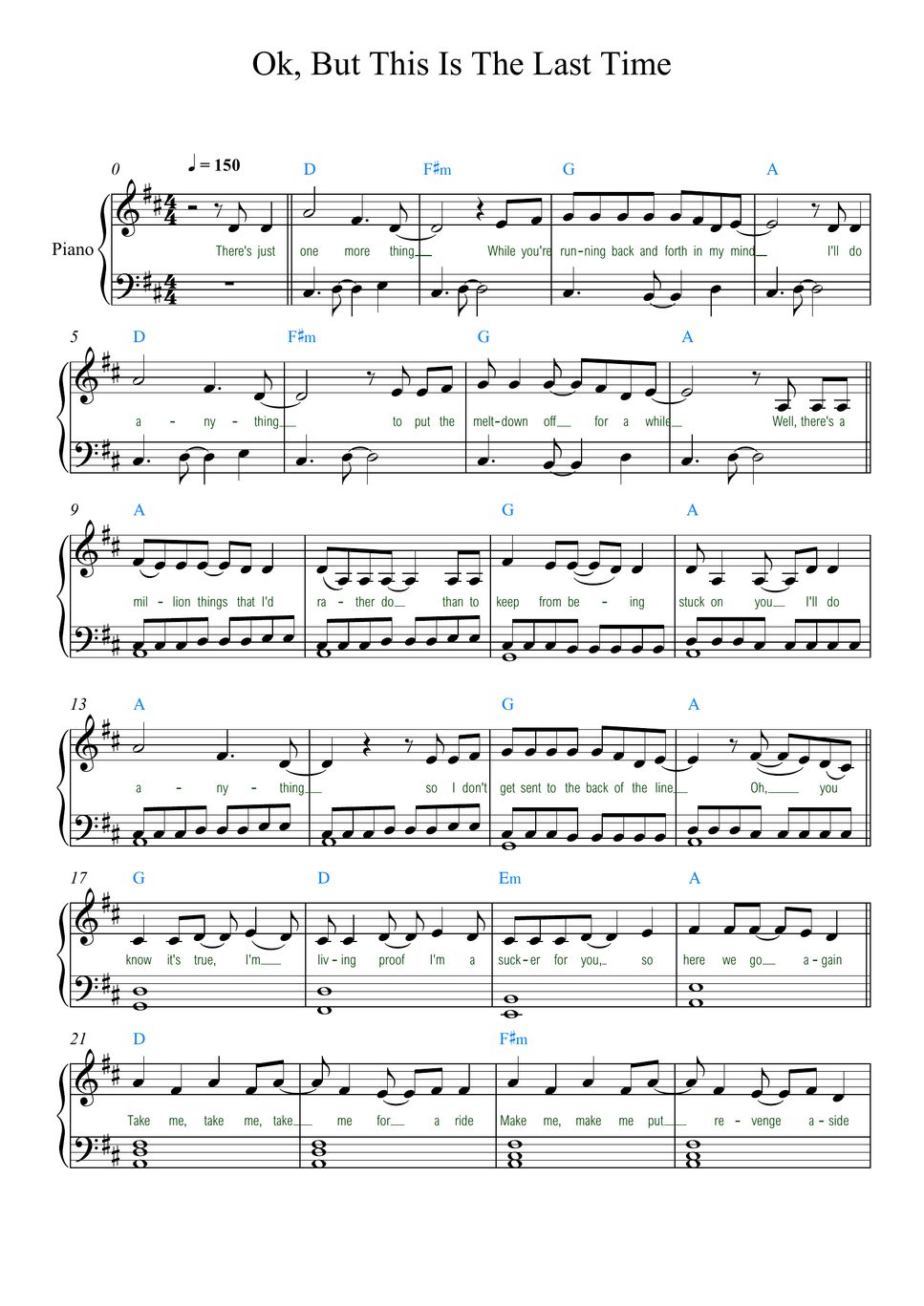 The Offspring - Ok, But This Is The Last Time (Easy version with lyrics ...