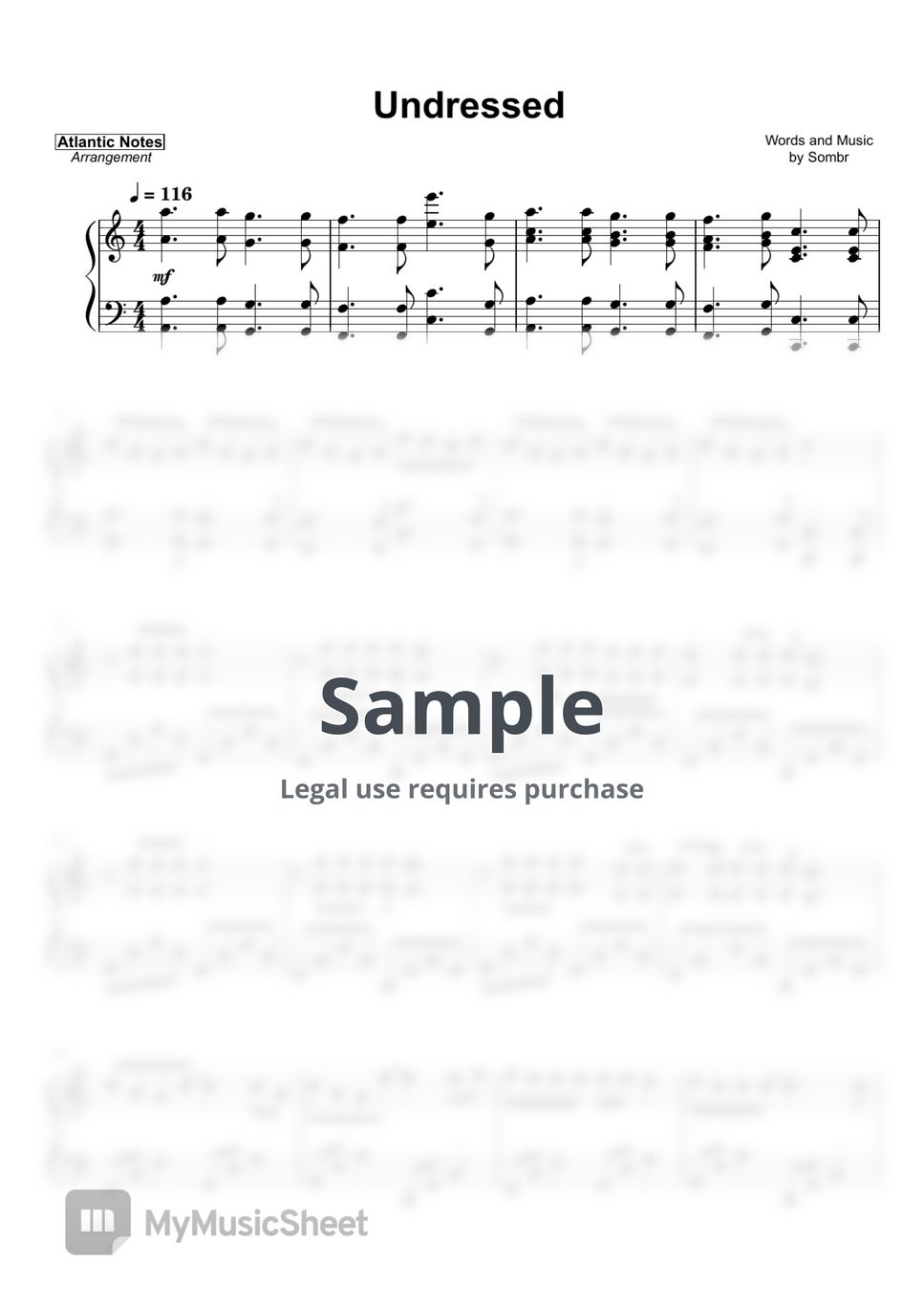 Sombr - Undressed Sheet Music by Atlantic Lights