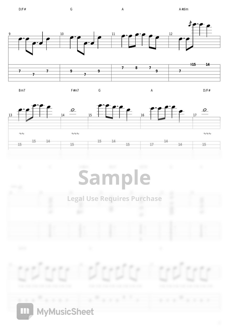 KANA-BOON - シルエット TAB+1 Staff by guitar cover with tab