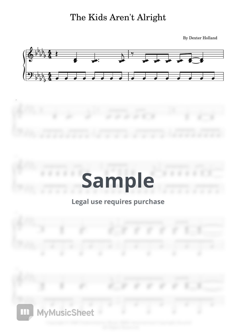 The Offspring - The Kids Aren't Alright Sheet Music by Piano Go Life